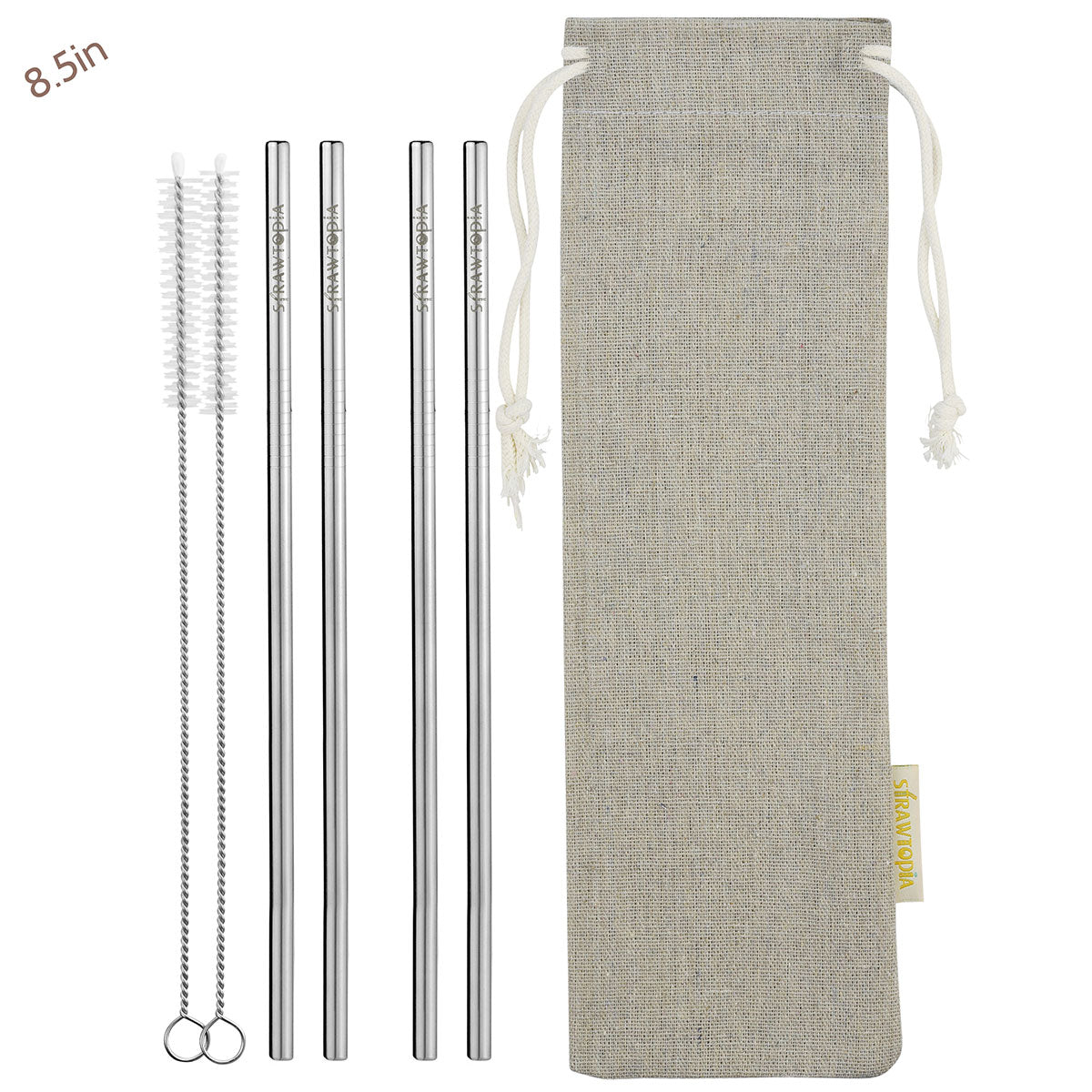 4 Straight Stainless Steel Metal Straws (8.5 inches) — STRAWTOPIA