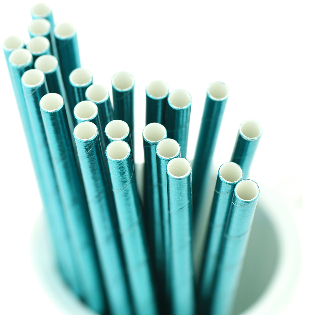 Metallic Cyan Gold Paper Straws — STRAWTOPIA