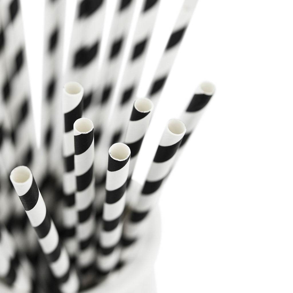 Black and White Striped Paper Straws — STRAWTOPIA